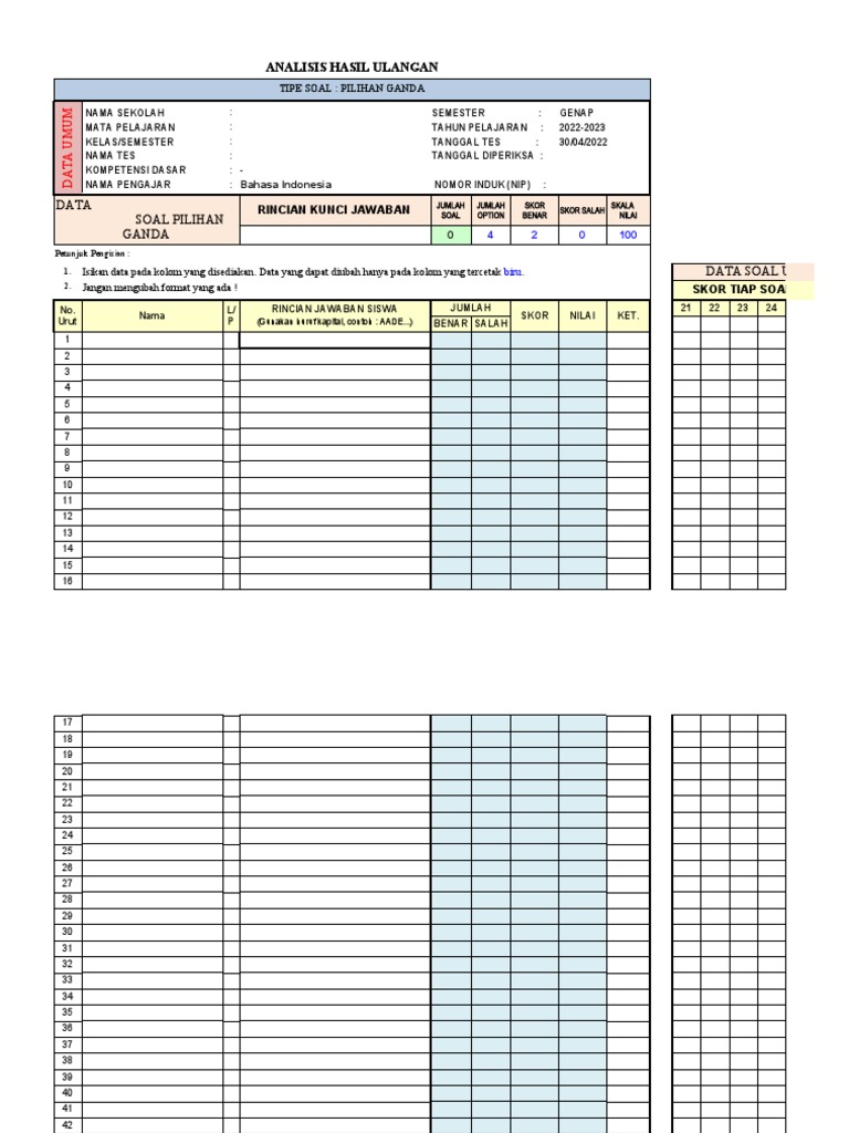 Template Rapot Otomatis | PDF