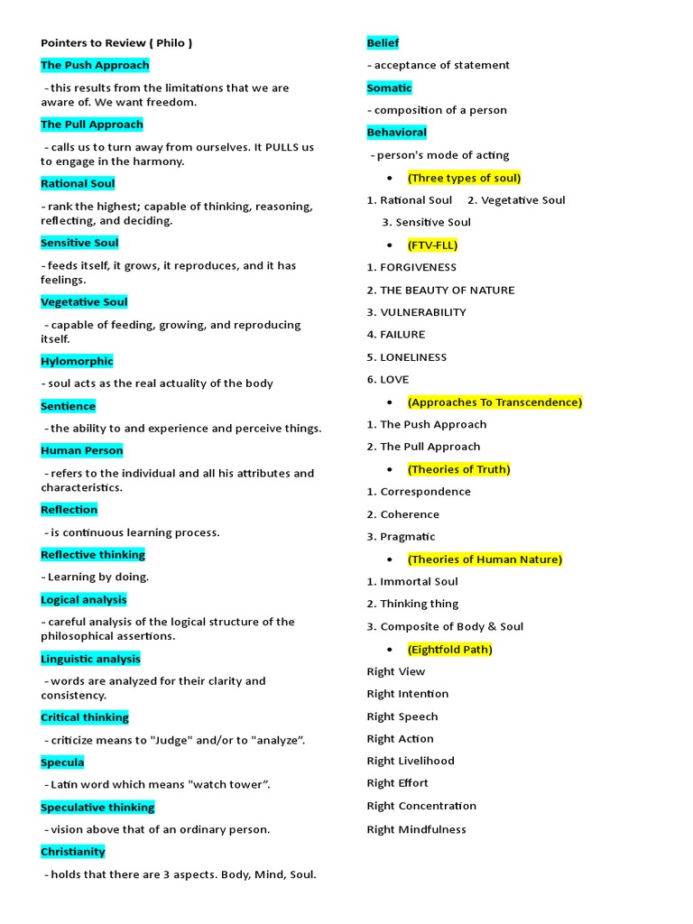 Philo Reviewer Finals | PDF | Philosophy | Self-Improvement