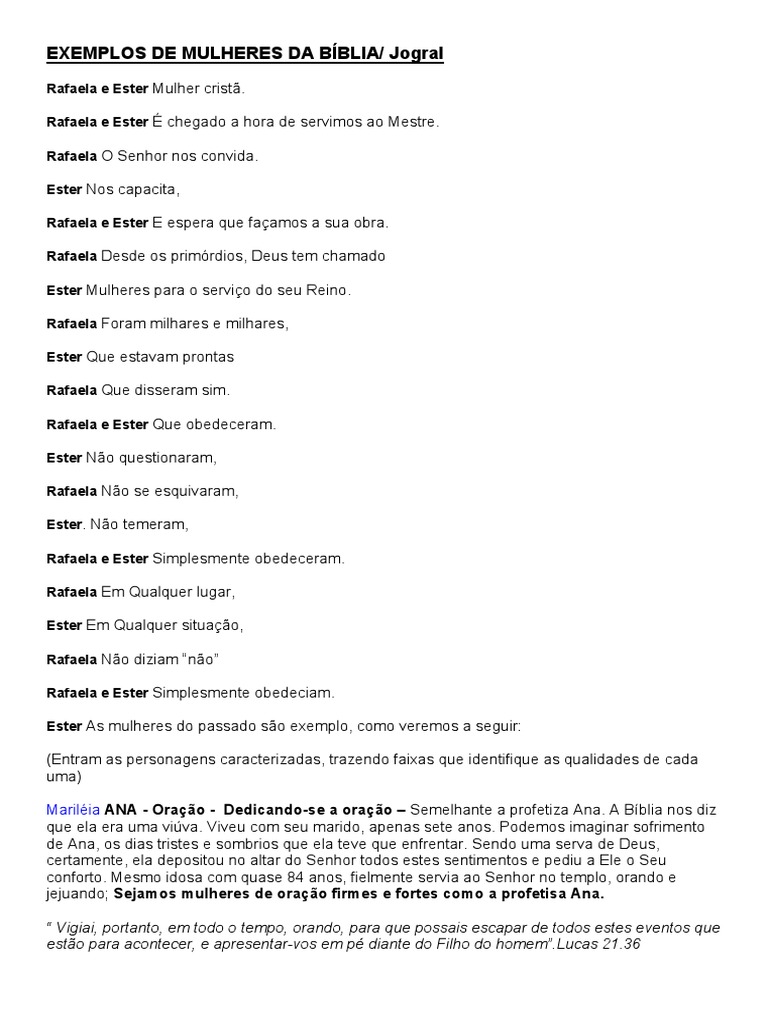 Exemplos de Mulheres Da Bíblia | PDF