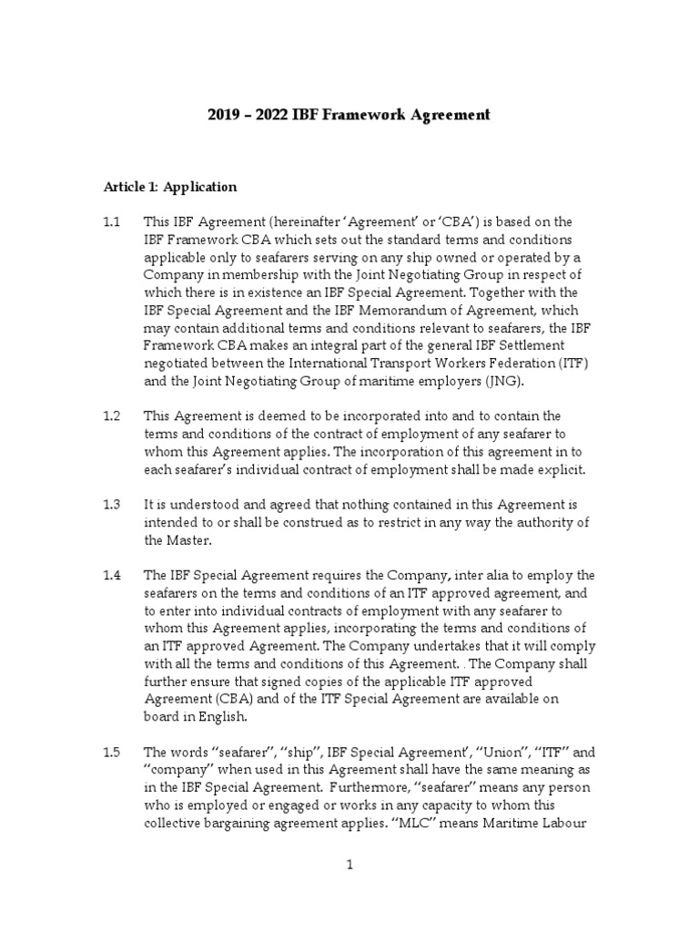 Ibf Framework Cba 2019-2022 | PDF