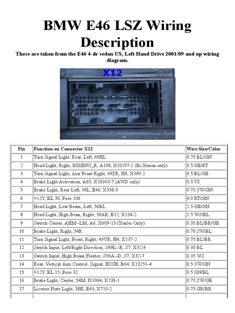 BMW E46 LSZ Wiring Diagram Details | PDF | Equipment | Vehicles