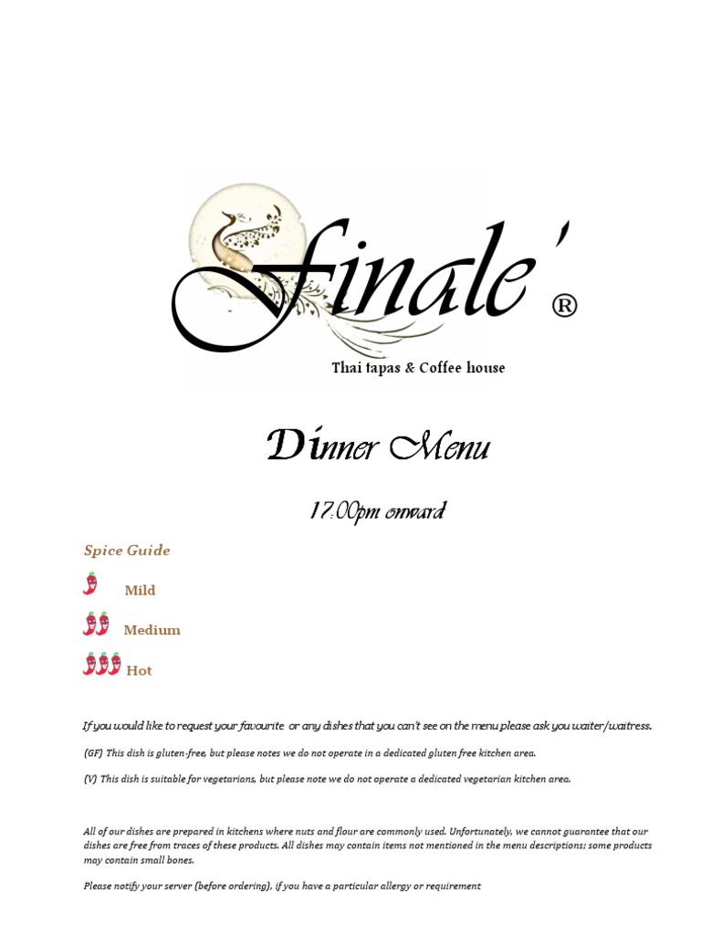 Finale' Dinner Menus | PDF | Curry | Thai Cuisine