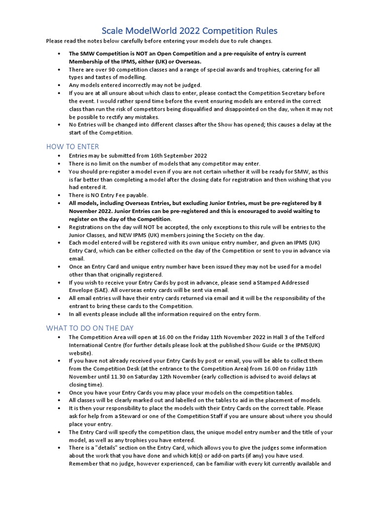Scale Model Competition Guide | PDF