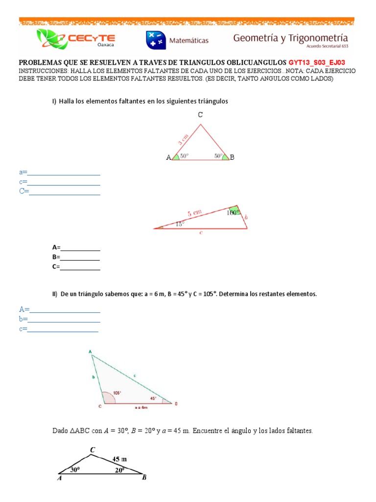 Gyt13 - S03 - Ej03 Prob Triang Oblic | PDF
