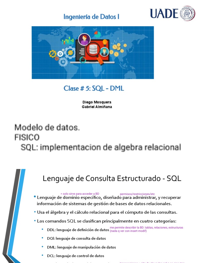 Introducción a SQL: DML y DDL | PDF | SQL | Base de datos relacional