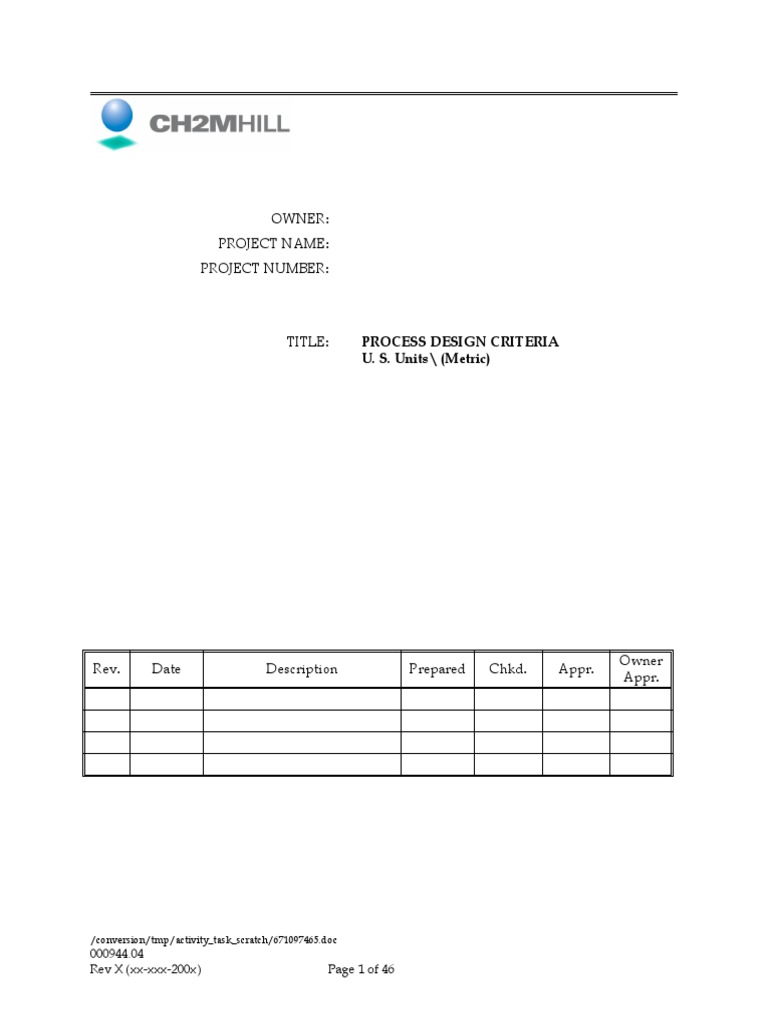 Process Design Criteria Template | PDF
