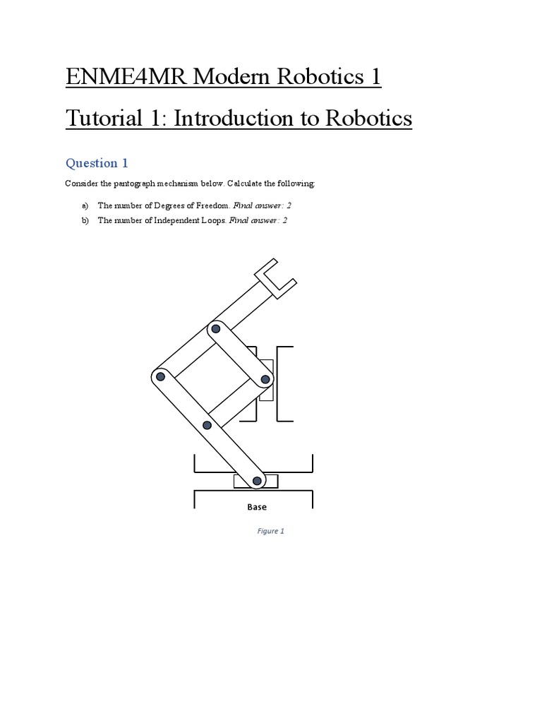 Tutorial 1 Intro To Robotics | PDF