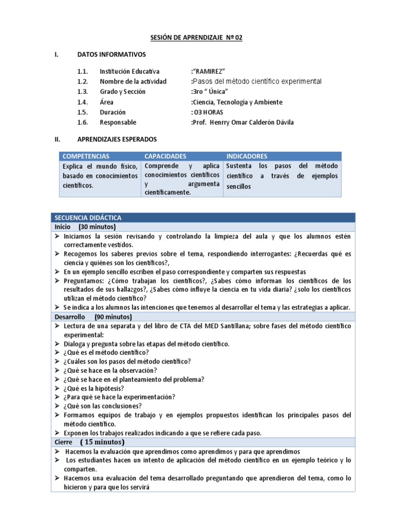 Sesión de Aprendizaje #02 | PDF | Método científico | Evaluación