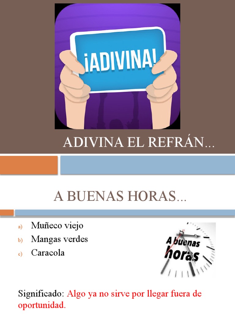 Adivina El Refrán | PDF | Artes del Lenguaje y Comunicación