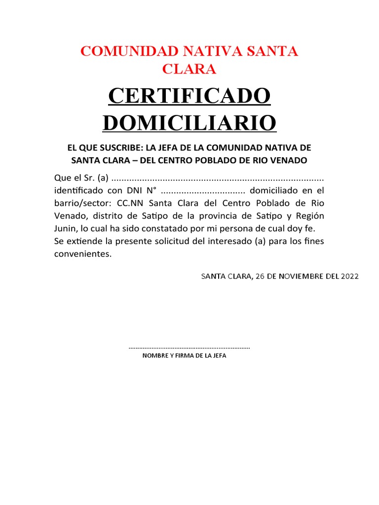 Certificado Domiciliario | PDF