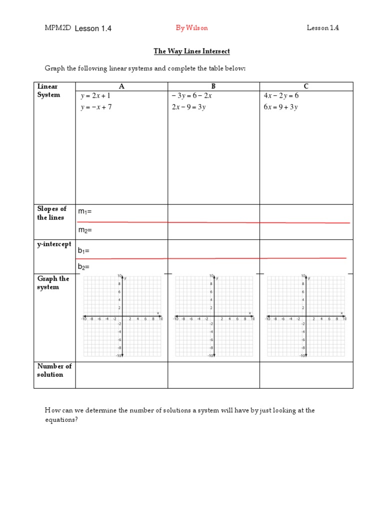 Lesson 1.4 The Way Lines Intersect | PDF