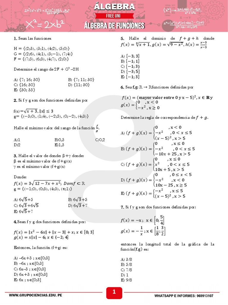 Álgebra de Funciones - Álgebra | PDF | Matemáticas | Análisis matemático