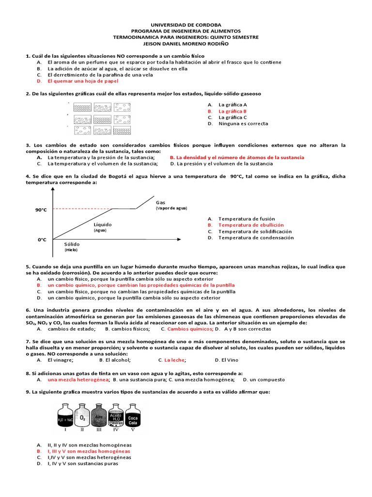 Prueba Teórica Termo 1 | PDF