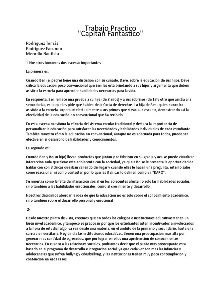 Tp N°1 Capitan Fantastico | PDF
