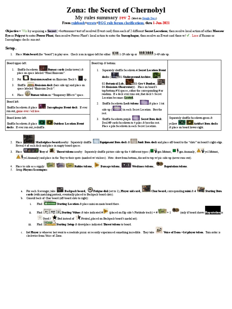 Zona Clarifications V2 | PDF | Tabletop Games