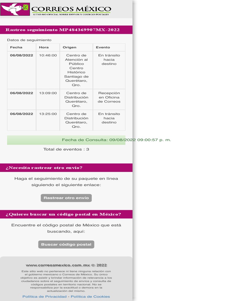 Seguimiento de Envíos - Rastrea Tus Correos Sepomex o Mexpost | PDF