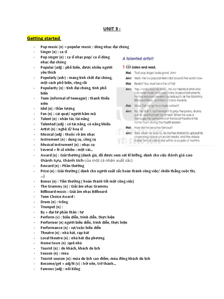 UNIT 3 T V NG L P 10 Global Success | PDF