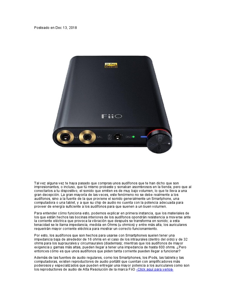 Amplificador y Dac Fiio Q1 Mark 2 | PDF | Auriculares | Electrónica Amplificador y Dac Fiio Q1 Mark 2 | PDF | Auriculares | Electrónica