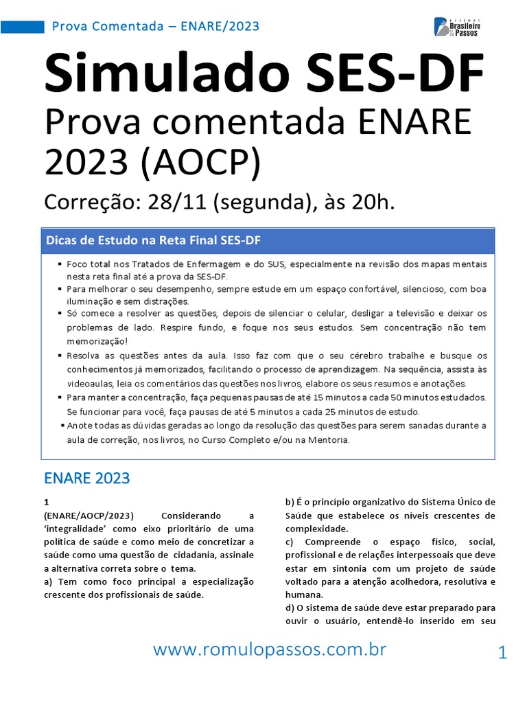 Simulado Enare Conhecimentos Gerais | PDF