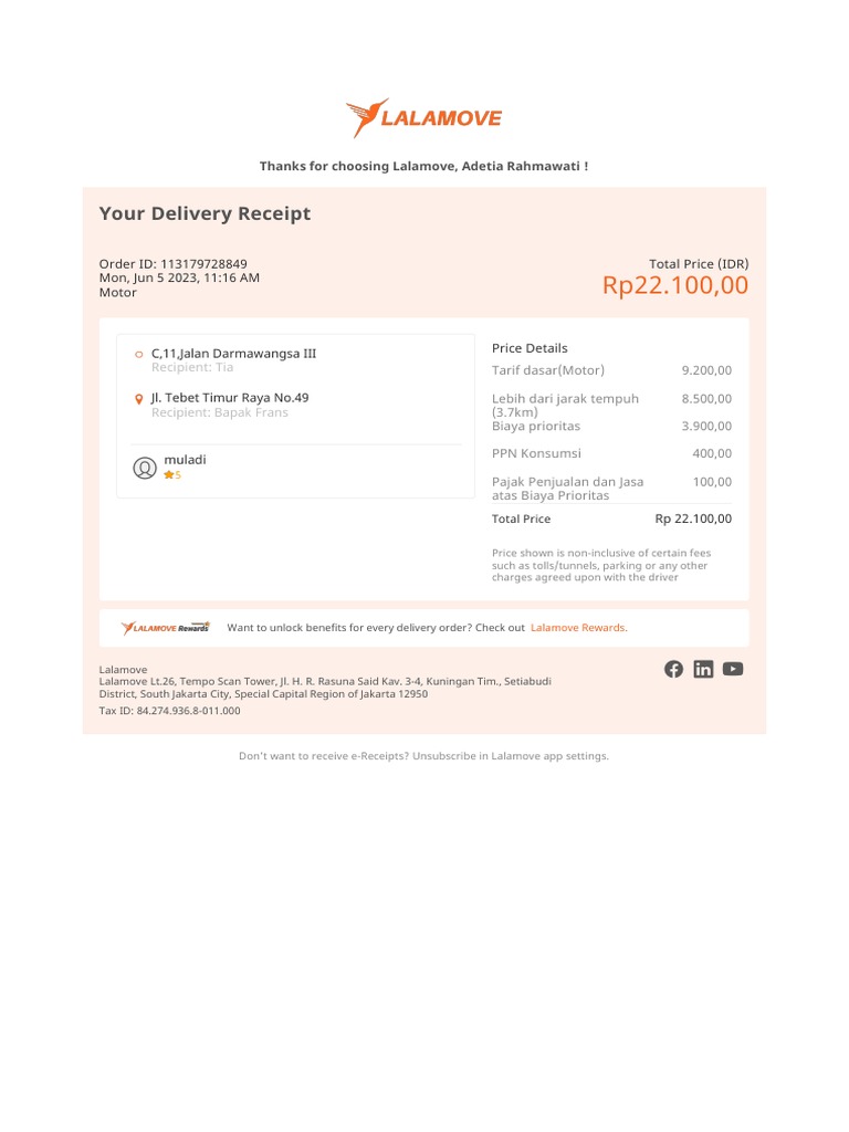 Order Receipt 70 | PDF