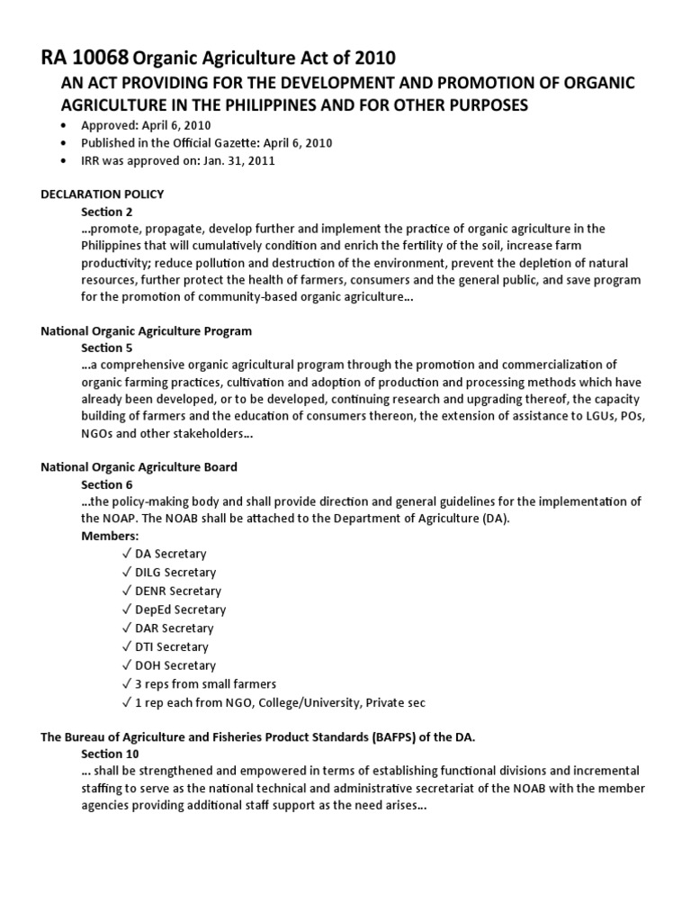 Ra 10068 | PDF | Organic Farming | Agriculture