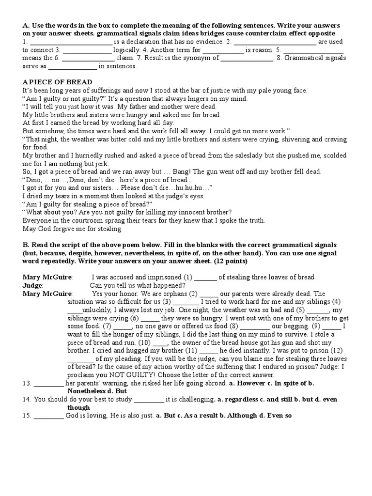 Activity On Grammatical Signal | PDF