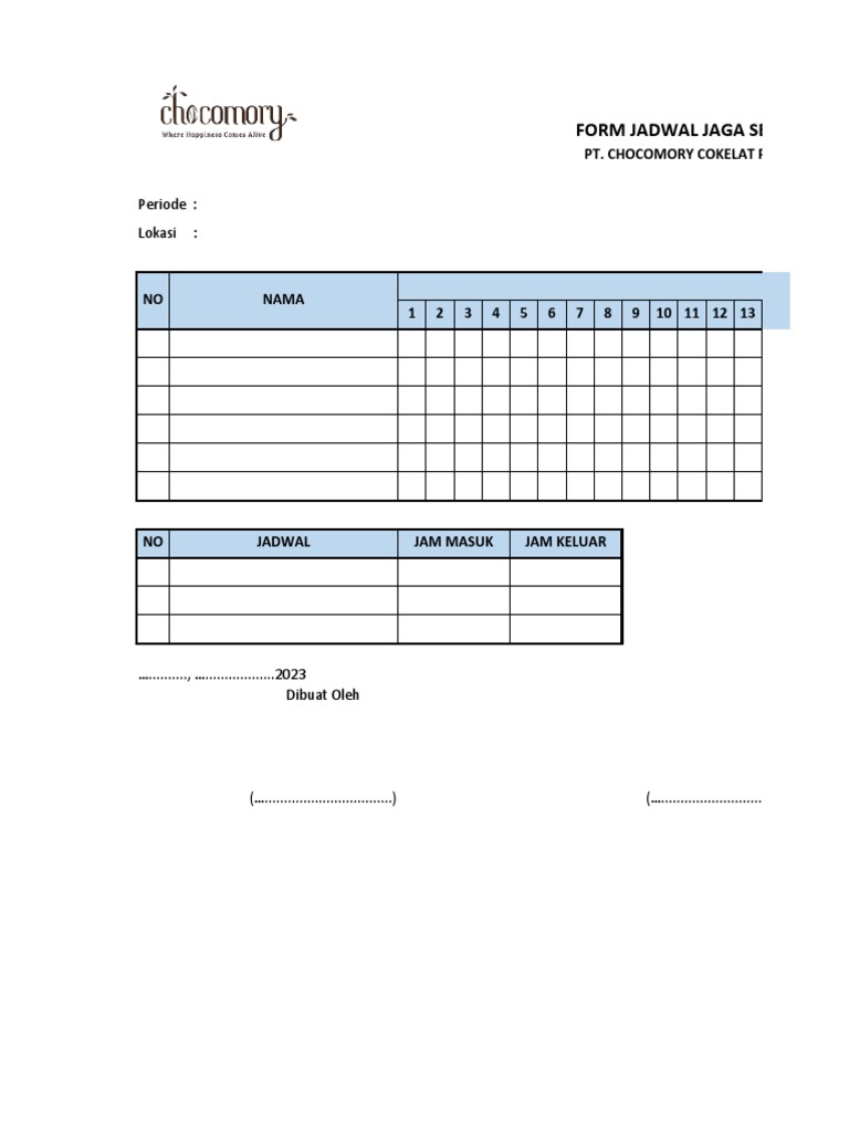 Form Jadwal Jaga Security | PDF