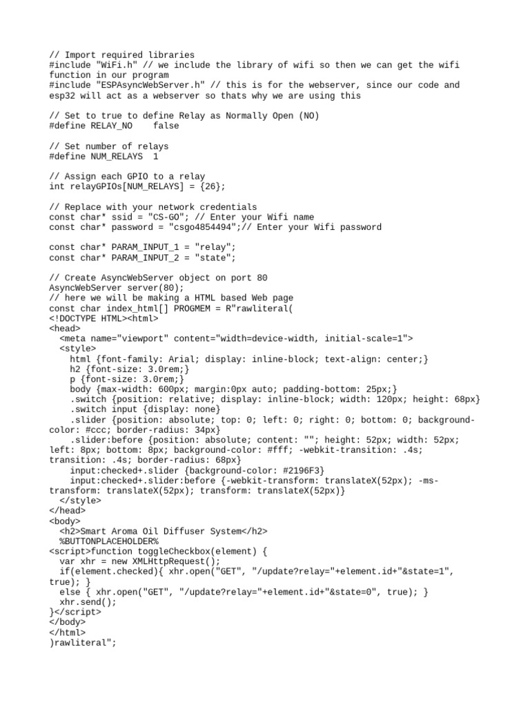 Smart Aroma Oil Diffuser With Esp32 | PDF | World Wide Web | Internet & Web