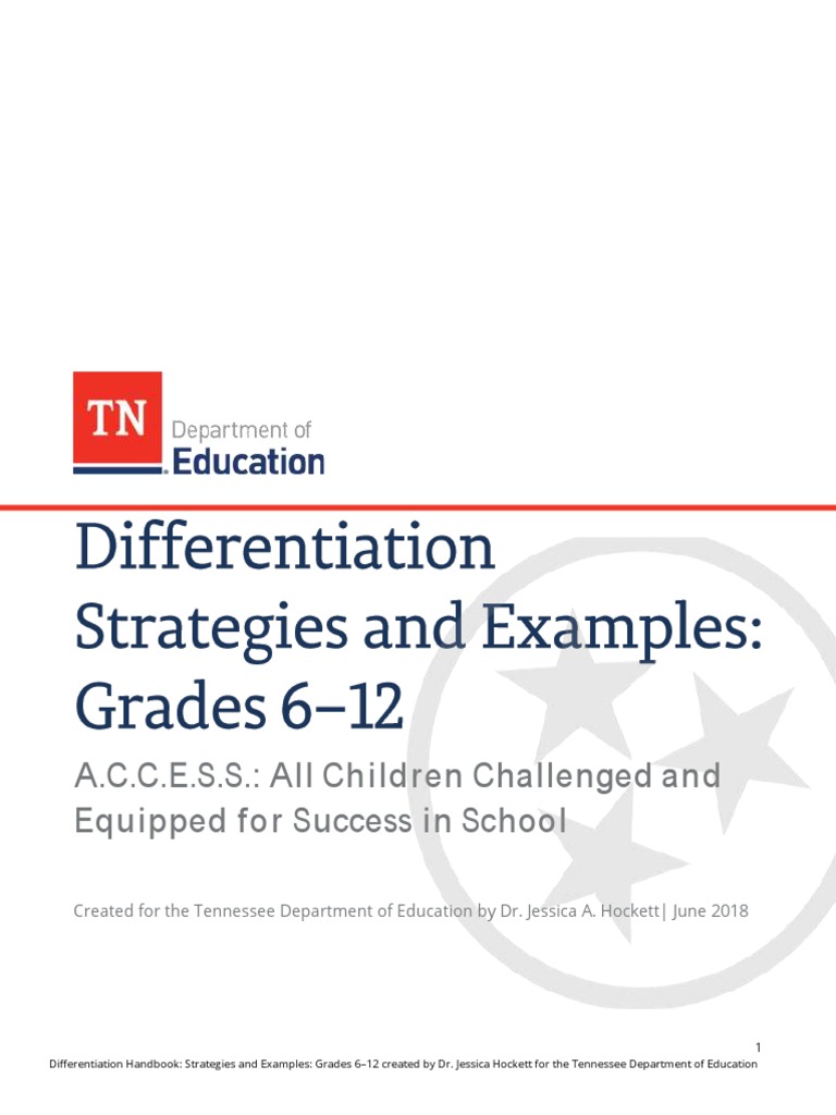 Differentiation Strategies and Examples Grades 6-12 - Access - Differentiation - Handbook - 6-12 ...