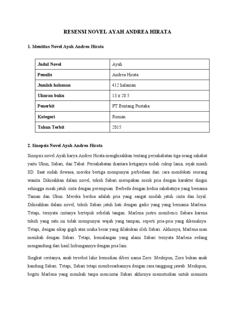 Resensi Novel Ayah Andrea Hirata | PDF