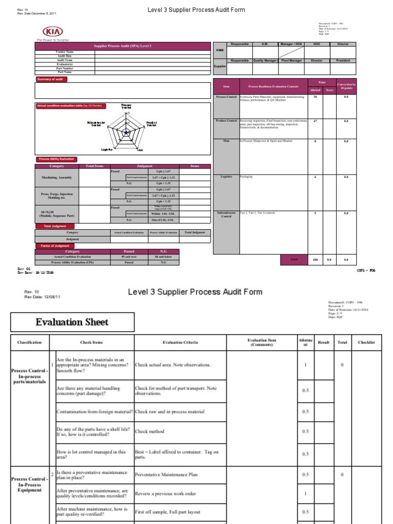 Level 3 Supplier Process Audit Form | PDF | Quality Assurance | Audit
