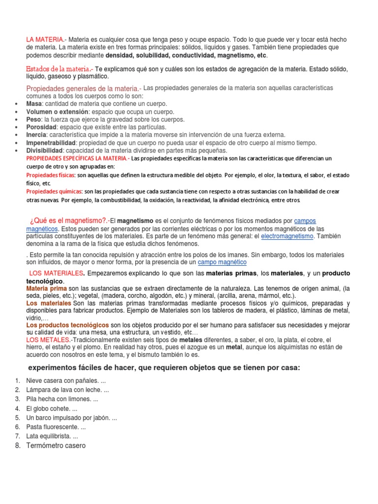 Propiedades y Estados de la Materia | PDF | Importar | Rieles