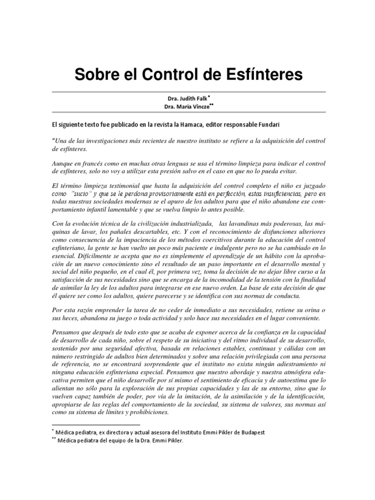 Sobre El Control de Esfinteres | PDF | Adultos | Teoría de apego