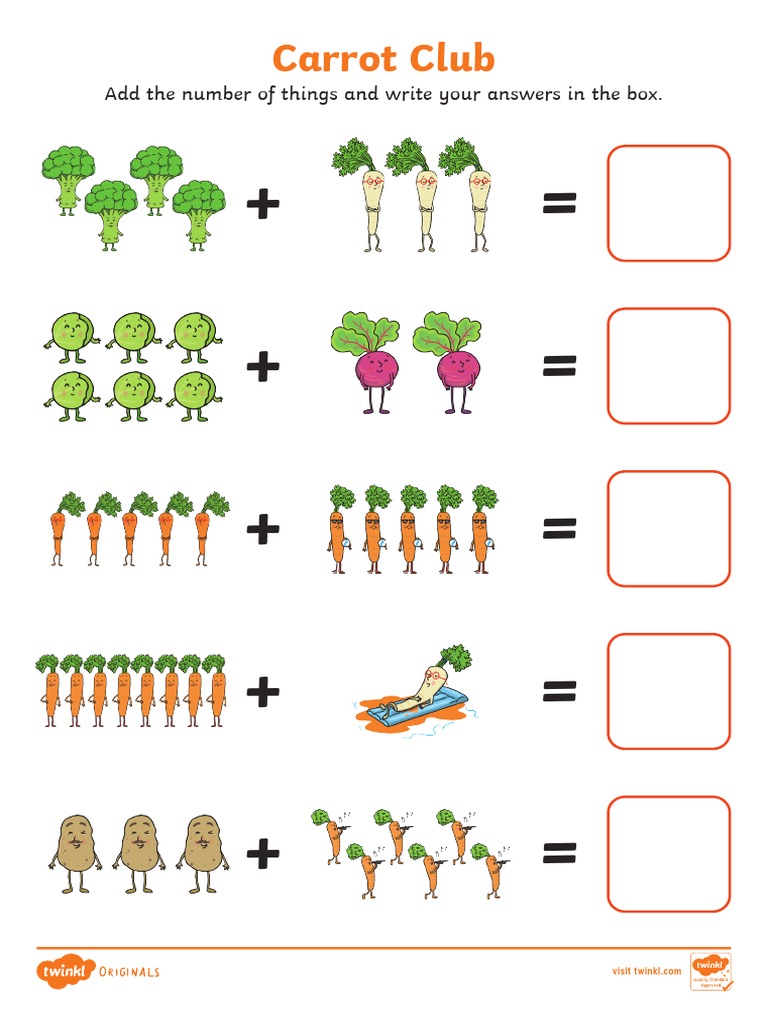 Carrot Club Addition To 10 Activity | PDF