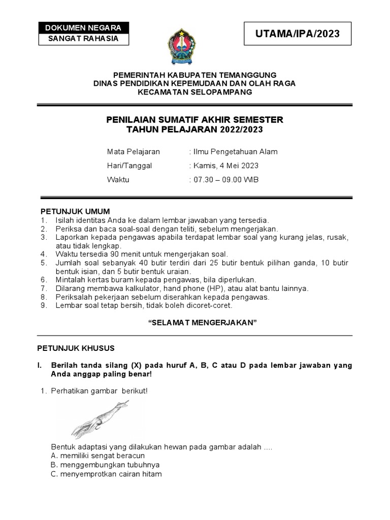 Penilaian Akhir Semester IPA 2023 | PDF | Sains & Matematika