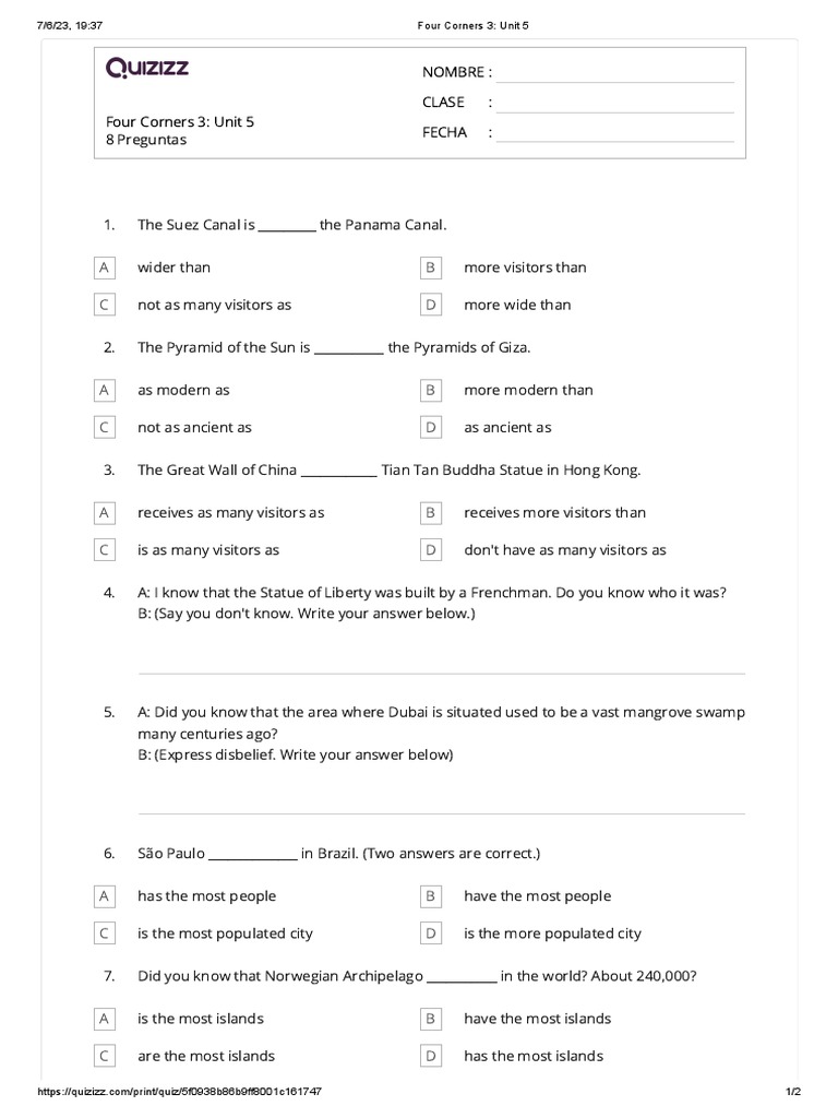 Four Corners 3_ Unit 5 | PDF