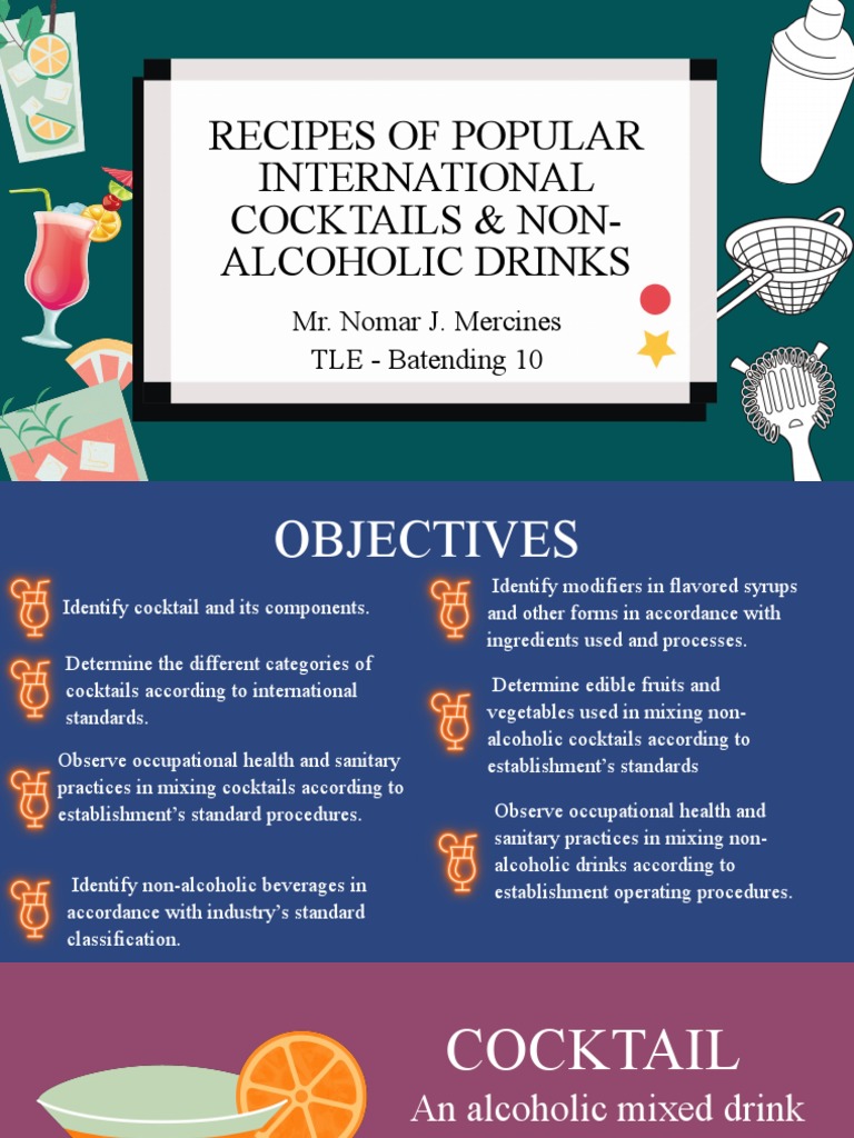 Module 6 & 7 Recipes of Popular International Cocktails & Non-Alcoholic ...