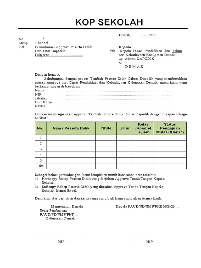 Surat Permohonan Approve Tambah PD 2022 | PDF | Karier & Perkembangan ... Surat Permohonan Approve Tambah PD 2022 | PDF | Karier & Perkembangan ...