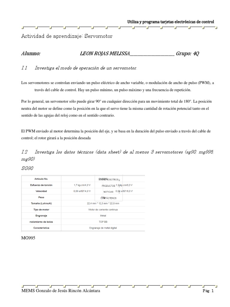 Actividad Servomotor | PDF Actividad Servomotor | PDF