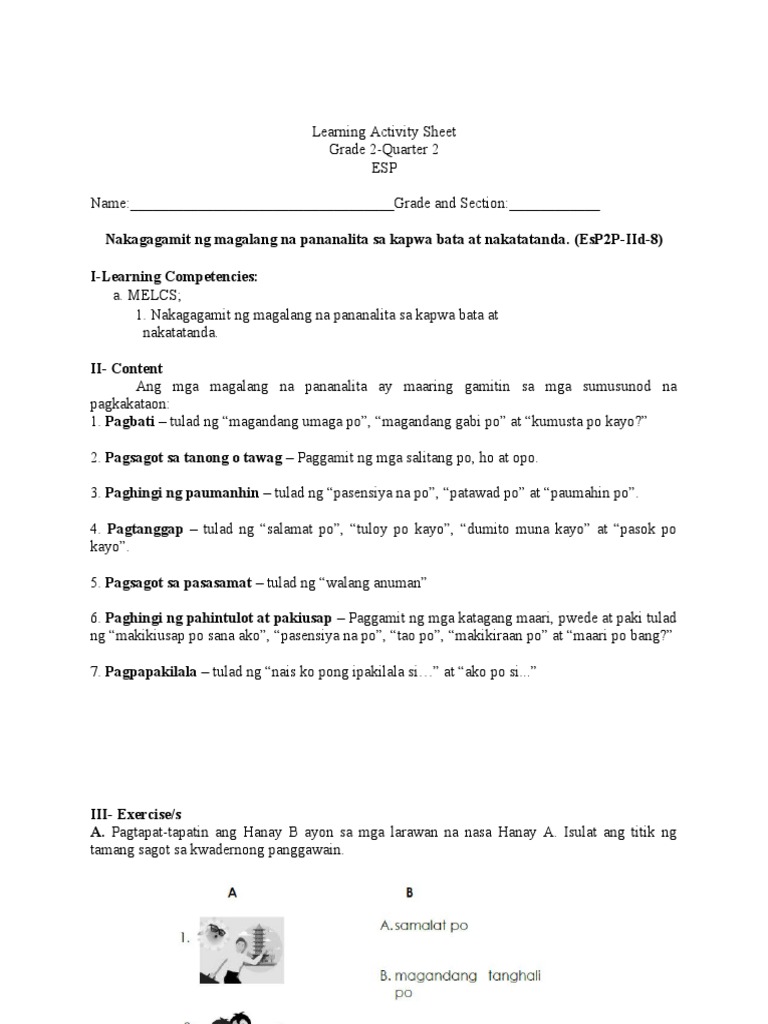 ESP 2, 2nd Quarter, Week 3 | PDF