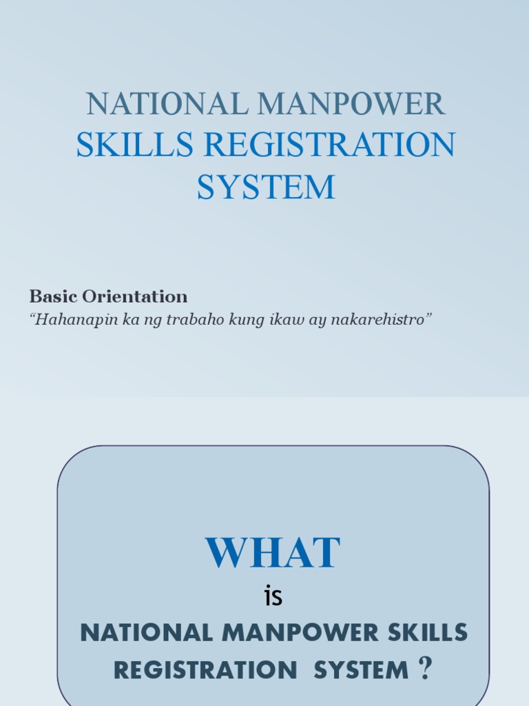 National Manpower: Skills Registration System | PDF | Human Resources ...