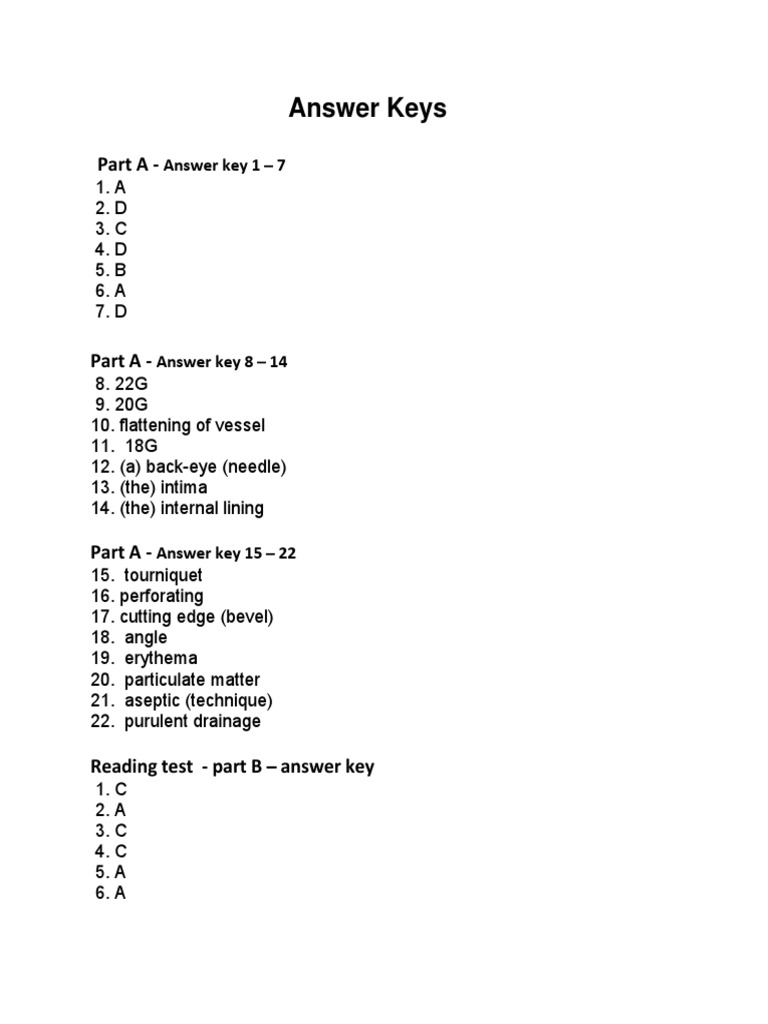 OET Reading Sample PDF IV Catheter Answer | PDF