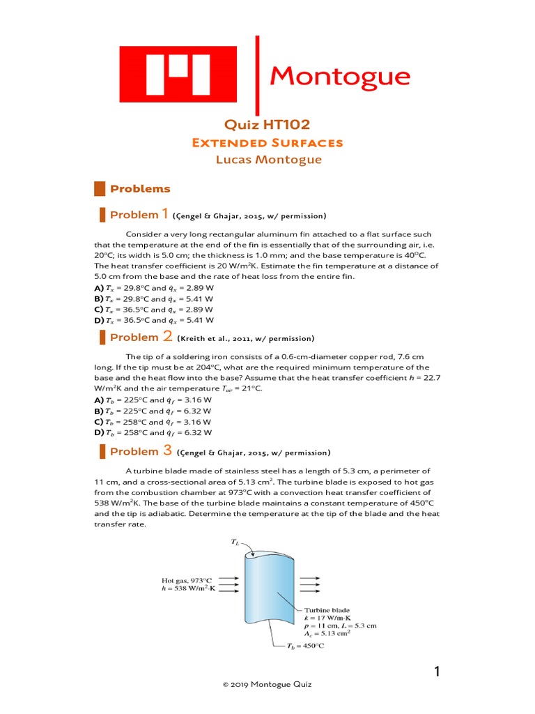 Extended Surfaces Solved Problems | PDF