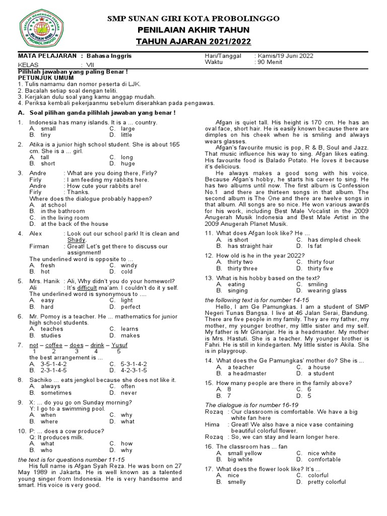 Soal 7 PAT 2022 Genap | PDF