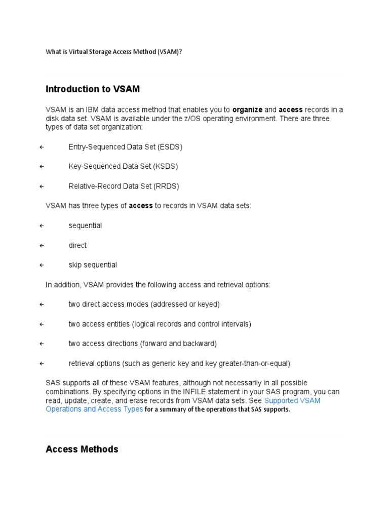 Virtual Storage Access Method | PDF | Software | Information Technology ... Virtual Storage Access Method | PDF | Software | Information Technology ...