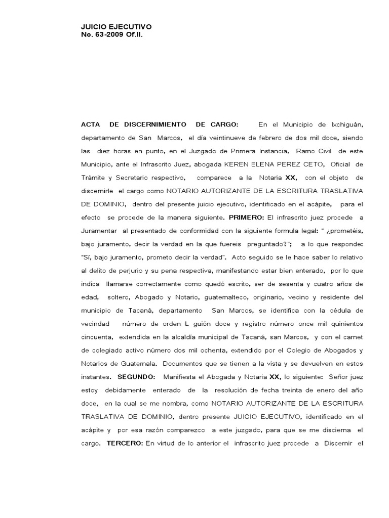 Acta de Discernimiento de Cargo | PDF | Gobierno | Justicia