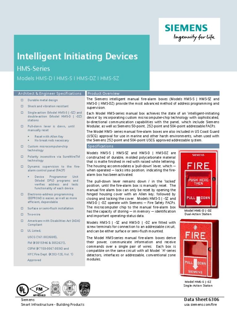 6306-Rev 10 - HMS - Series - Manual Fire Alarm Box | PDF