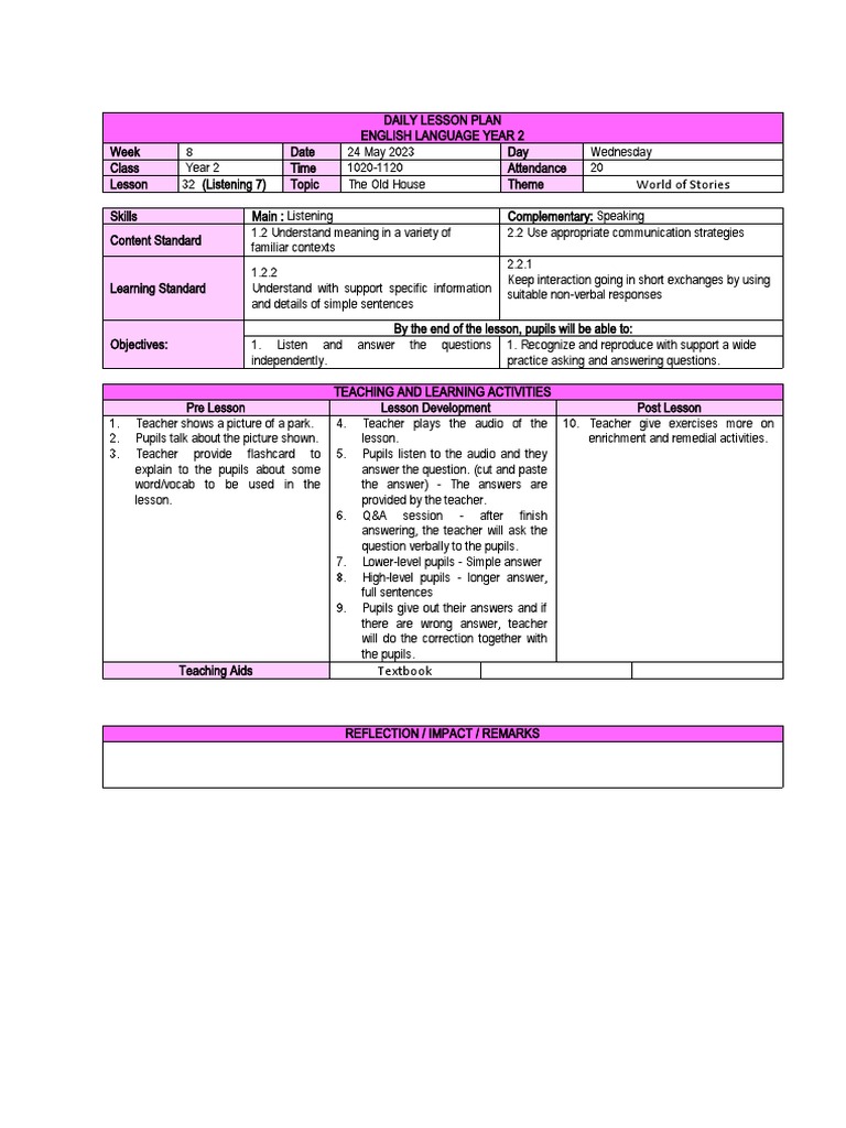 Lesson 32, Year 2 (Group 1) | PDF | Teachers | Question