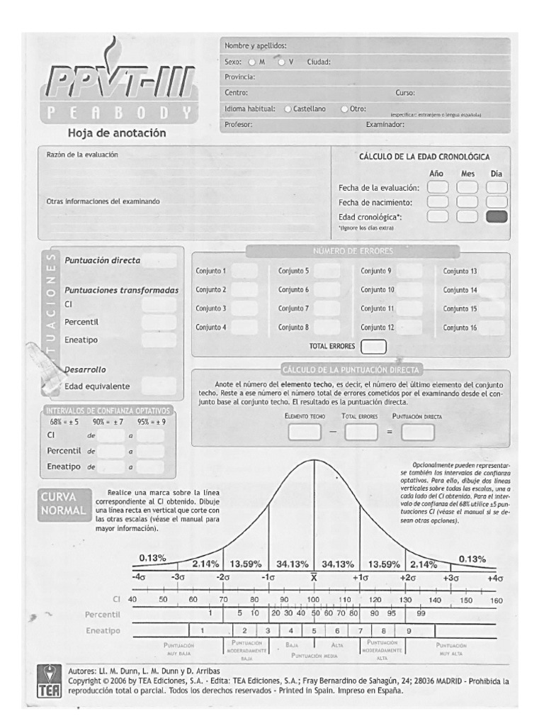 Formato Prueba PEABODY III. | PDF