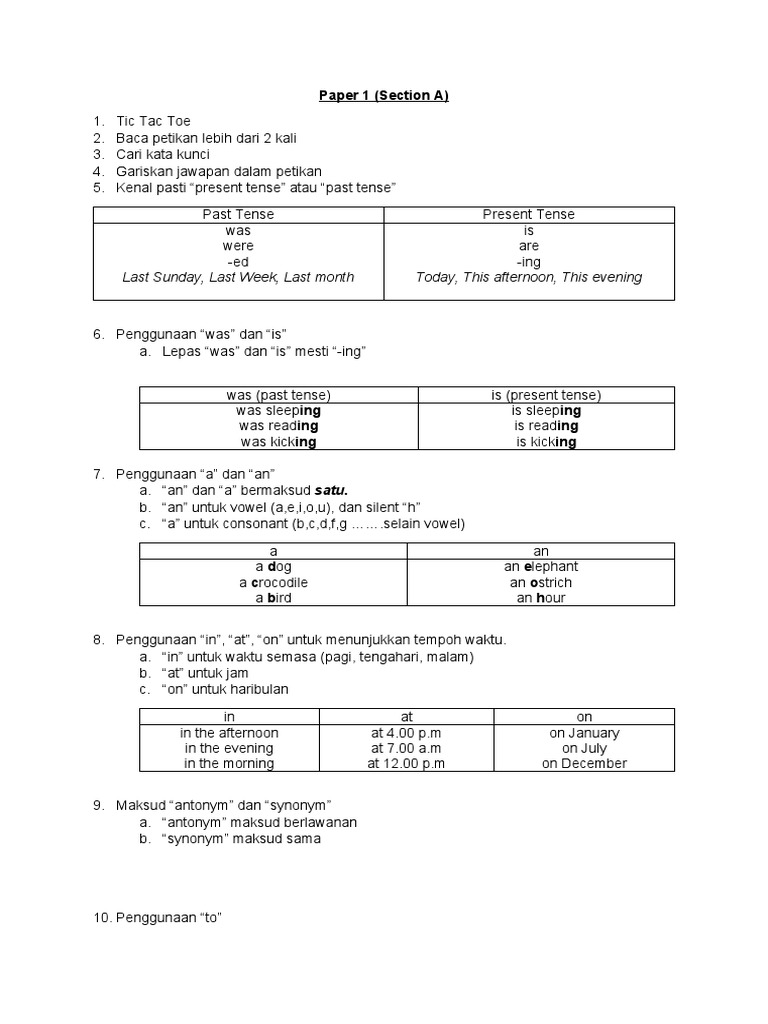 Tips Upsr Paper 1 Pdf Language Families Grammar